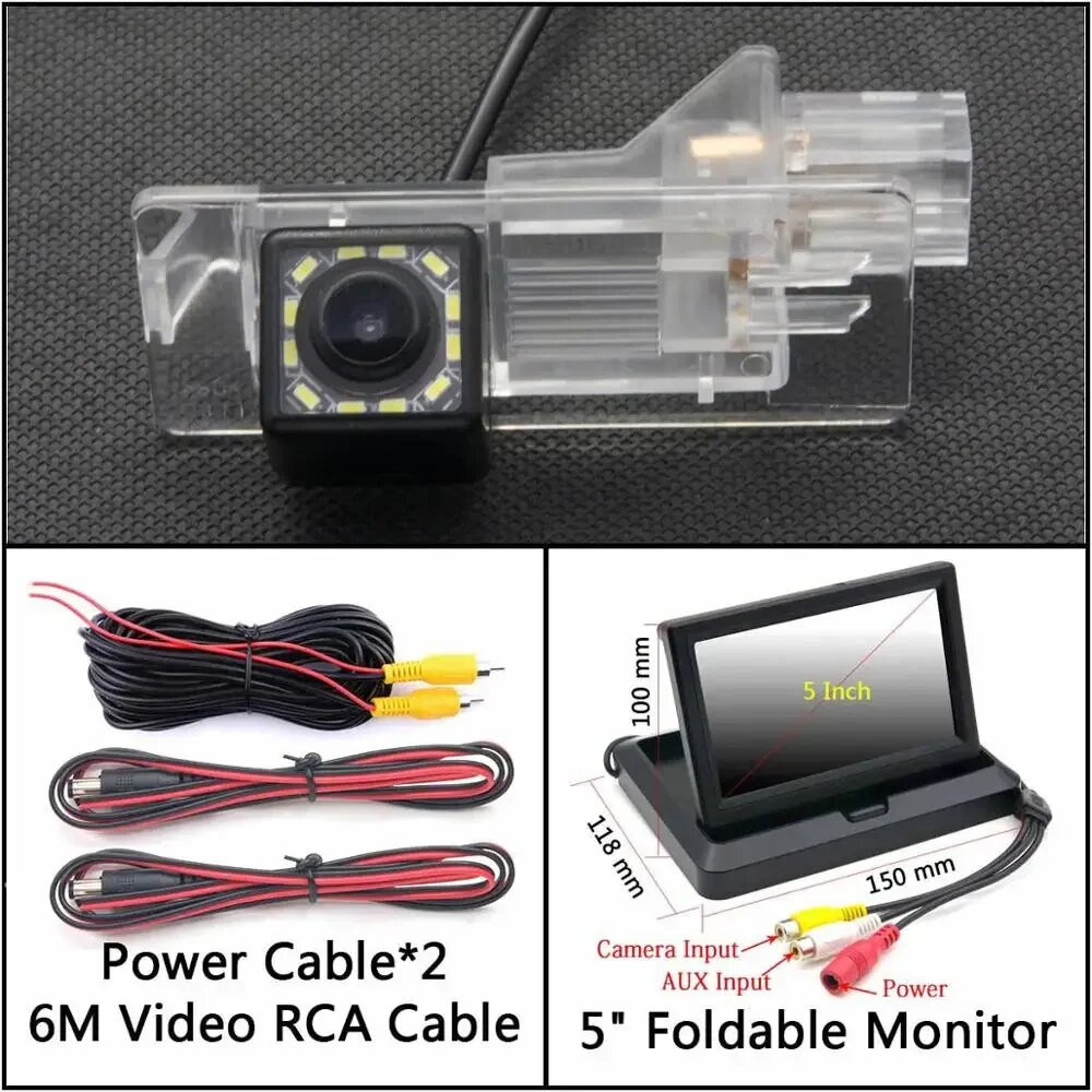 12-светодиодная автомобильная резервная камера заднего вида для Renault Duster Cam N 5 inch Fold