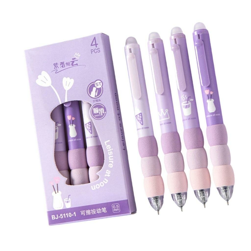 Гелевые стираемые ручки с мягким захватом (4 шт.), Фиолетовый