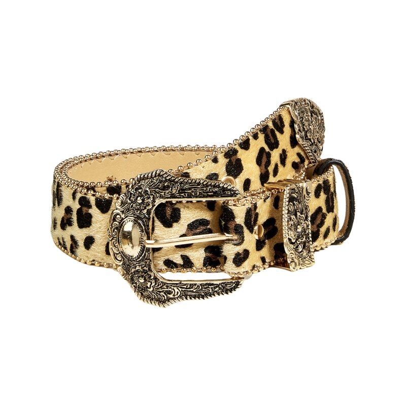 Поясной Ремень С Леопардовым Принтом, Цепочка для Ковбоя-Пастушки, Резная Цветочная Пряжка, Ретро Цветочная Пряжка, Поясная Цепочка, Сексуальный Пояс