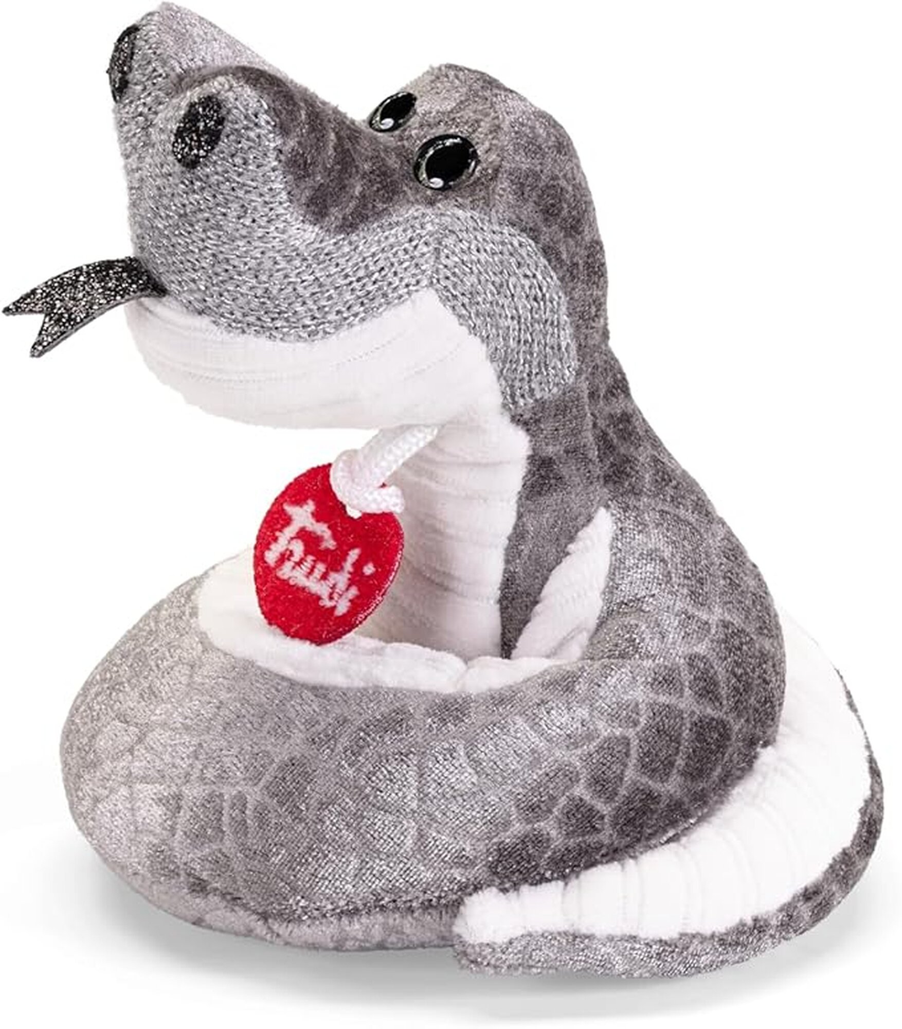 Мягкая игрушка Trudi "Плюшевая змея Пьер", 13см, текстиль, серебристо-серая