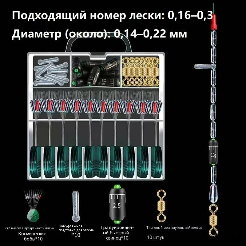 Набор стопора рыболовные, силиконовый стопор, грузила, держатели для поплавка