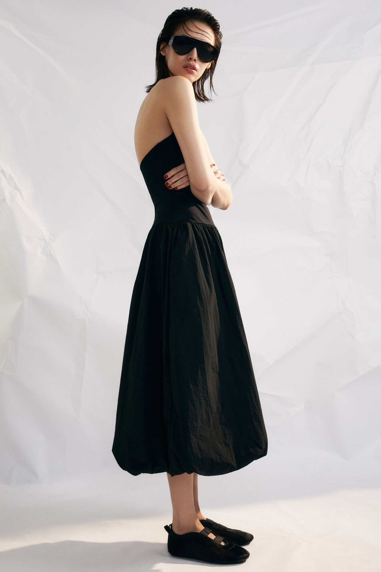 Платье облегающее с юбкой-баллоном