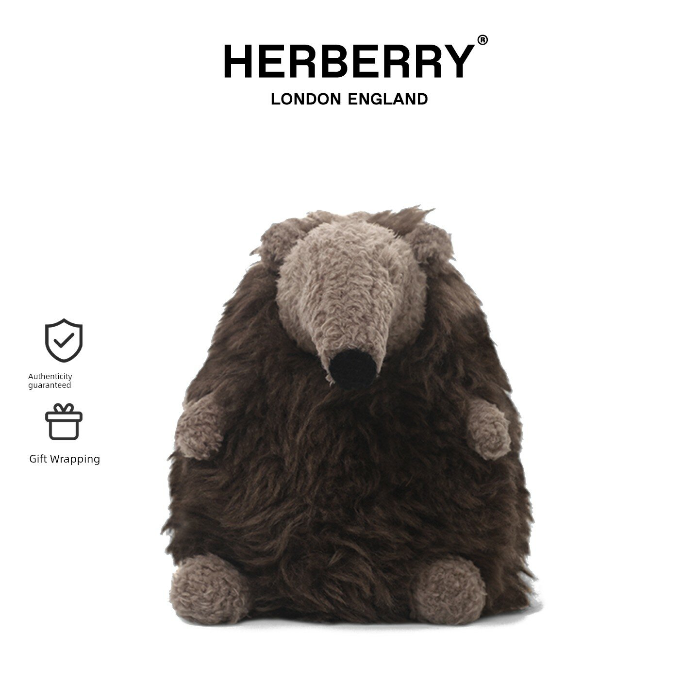Плюшевая игрушка Herberrry's Anteater Bob 17 см, милый мягкий питомец в подарочной упаковке, идеально для девочек на