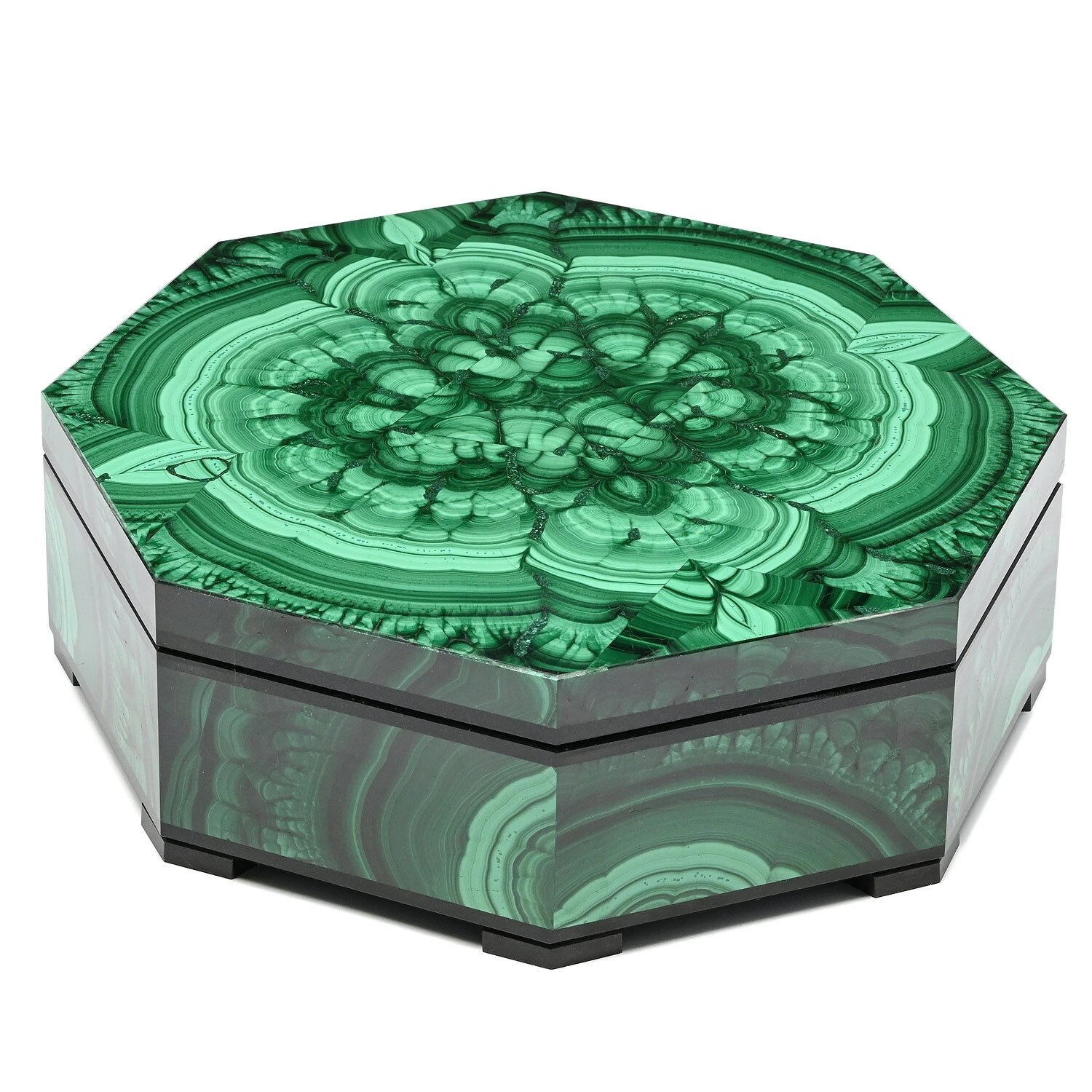 Шкатулка малахит "Восьмигранная" 180*180*60мм. .