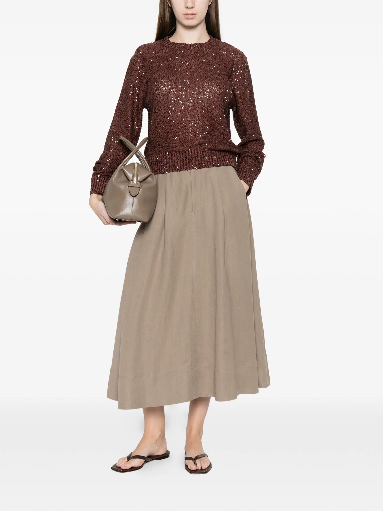 Юбка BRUNELLO CUCINELLI Button-embellished skirt, размер 44 — фото 1