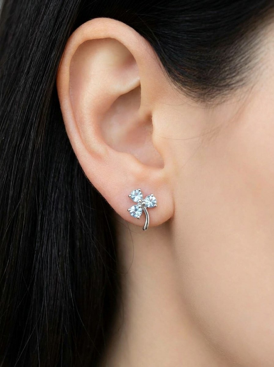 Серьги пусеты ESBILY, серебро, 925 проба, родирование