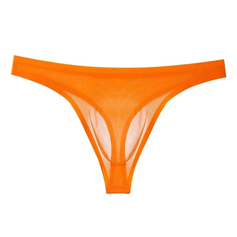 Оранжевые мужские стринги G-string из ледяного шелка