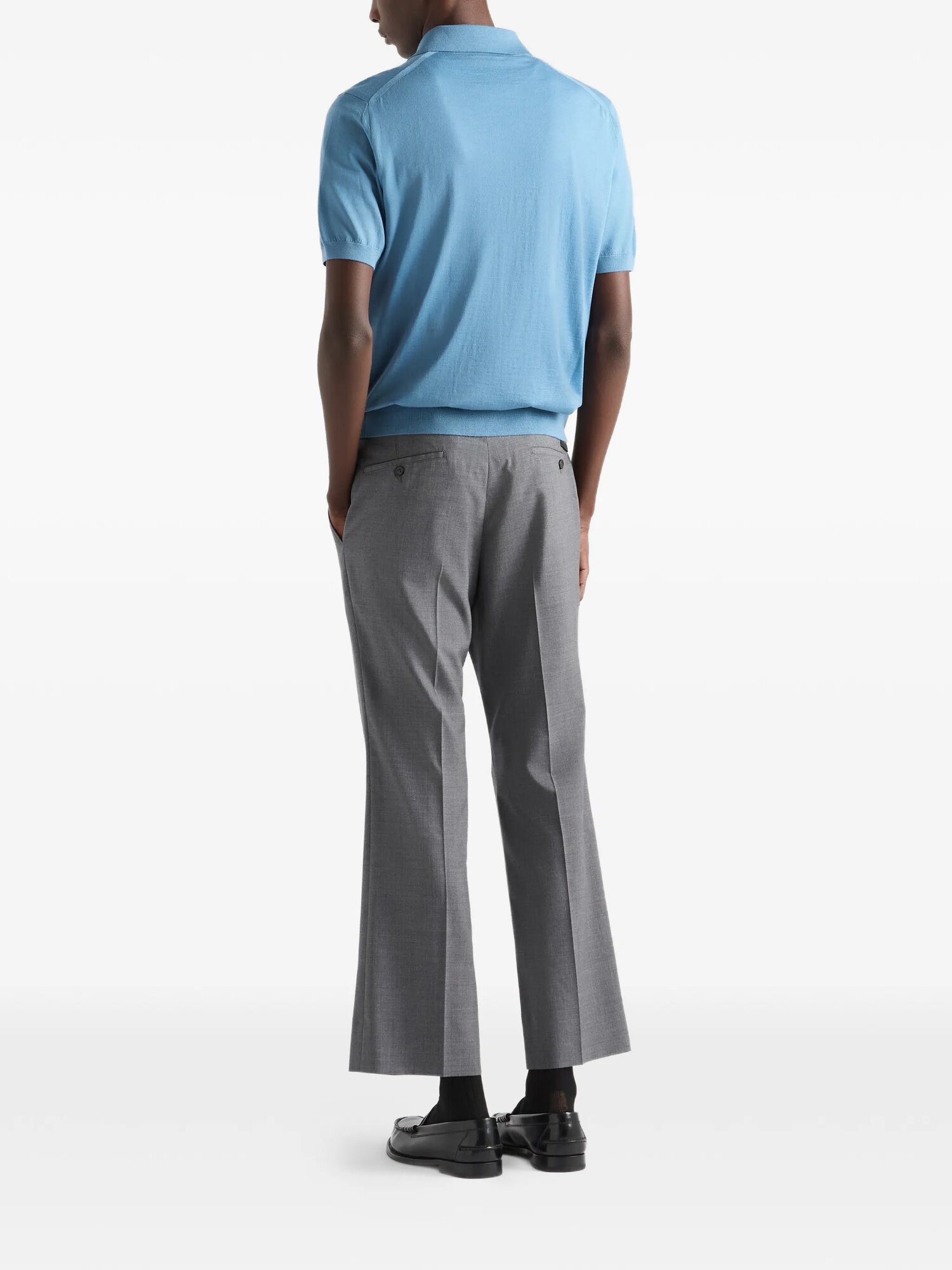 Рубашка Prada Superfine wool polo shirt, размер 50 EU, синий — фото 1