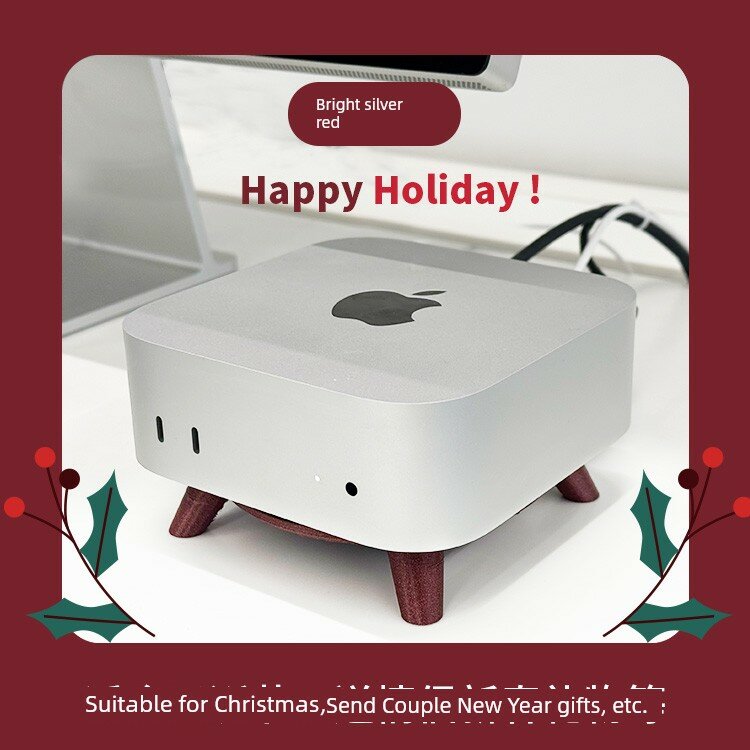 Стиль Нордик Mac mini M4 Стойка, Ярко-серебристо-красный, 1-е Поколение Пылезащитная