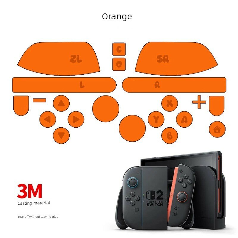 Оранжевые матовые наклейки 3M для кнопок Nintendo Switch 2, ультратонкие, противоударные