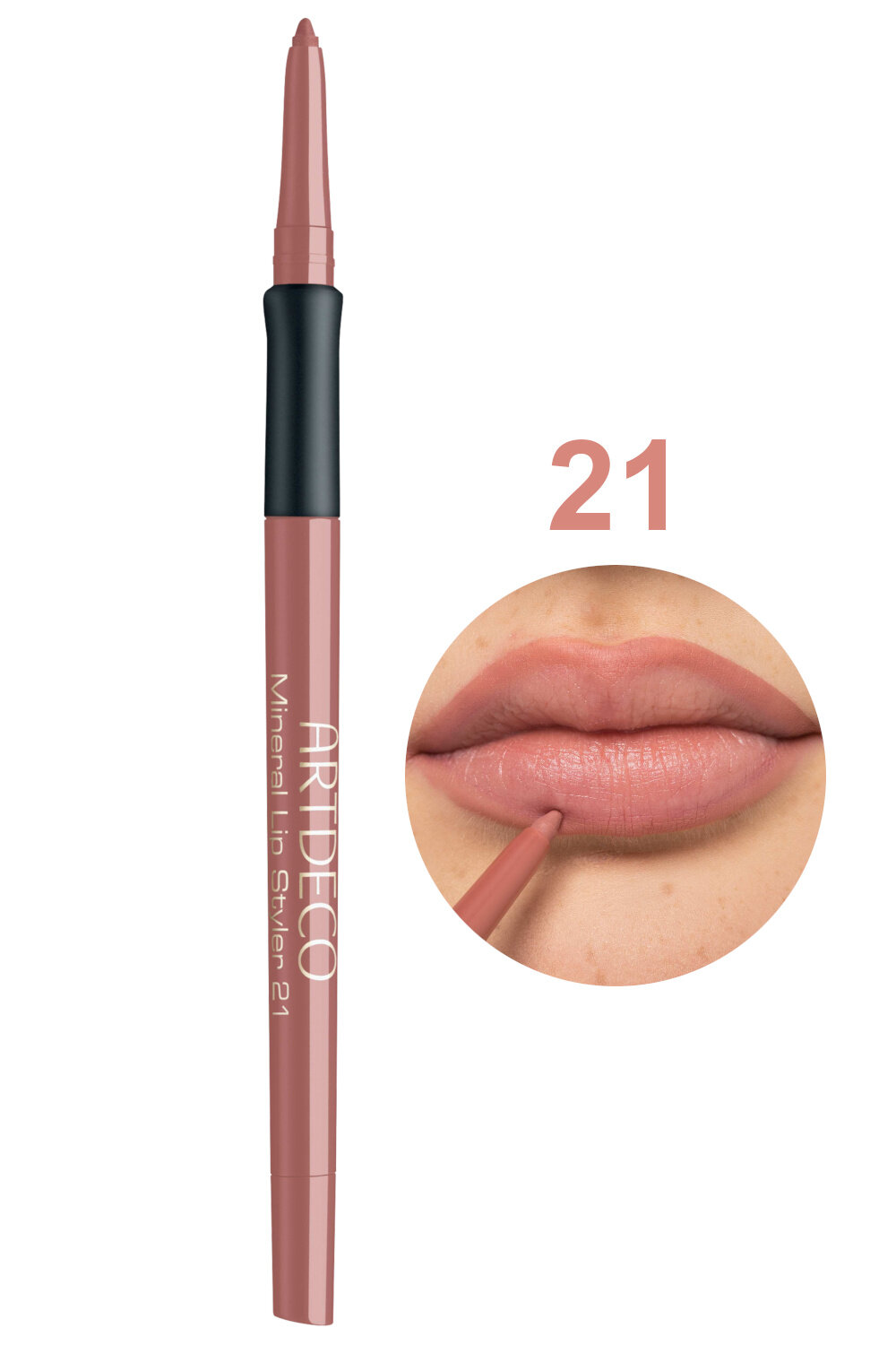 ARTDECO Карандаш для губ Тон 21 Розовый нюд Минеральный Mineral Lip Styler автоматический выдвижной 0,4 г.