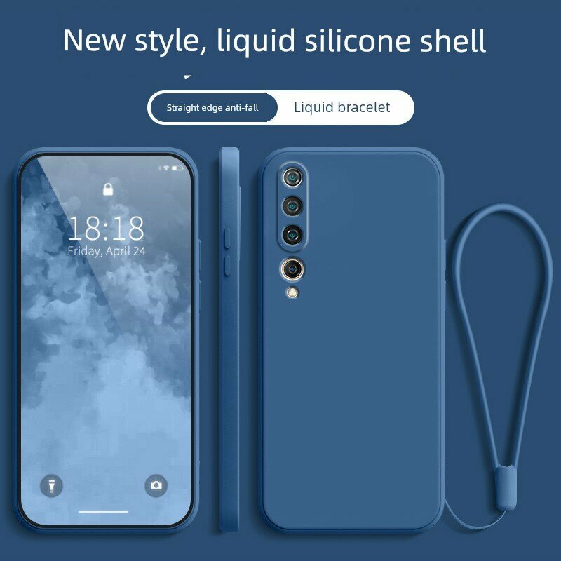 Чехол для Xiaomi 10 из жидкого силикона с полной защитой, сапфирово-синий, ультра-тонкий для мобильной защиты