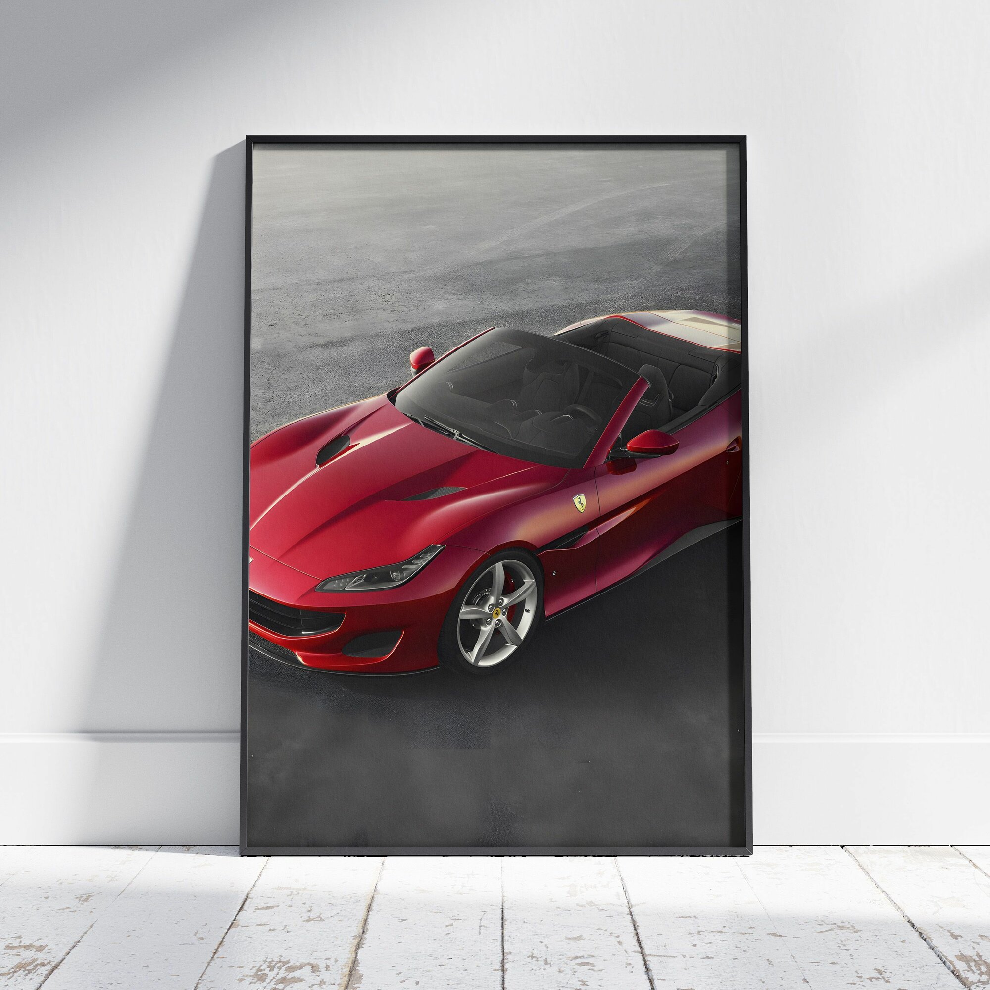 Плакат на стену для интерьера Кабриолет (Ferrari Portofino 4) - Постер по машинам родстерам с открытым верхом формата А4 (21x30 см)