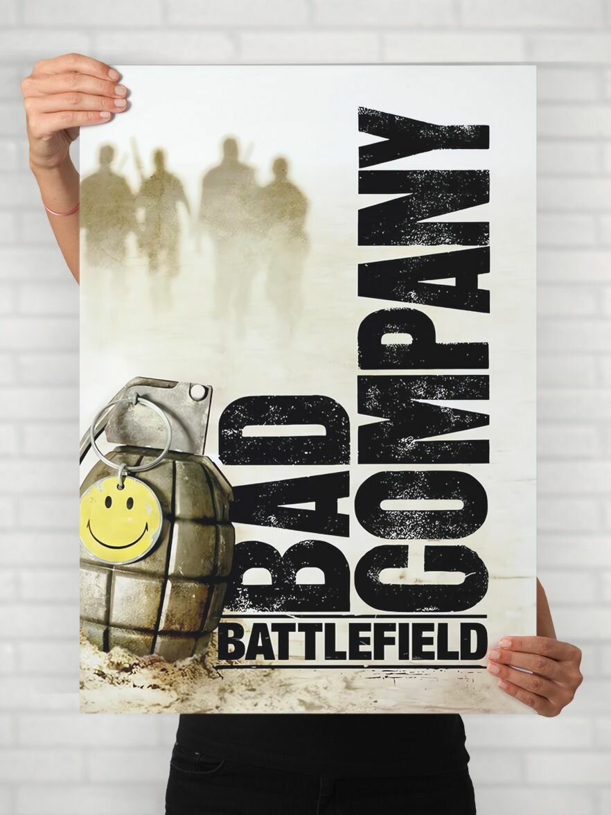 Плакат на стену для интерьера Батлфилд (Battlefield Bad Company 1) - Постер по компьютерной игре формата A2 (42x61 см)