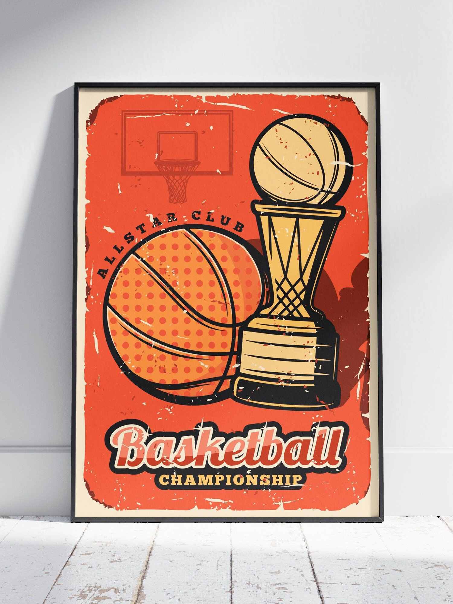 Плакат на стену для интерьера Спорт (Баскетбол - Basketball 2) - Постер по спорту и физической активности формата A4 (21x30 см)