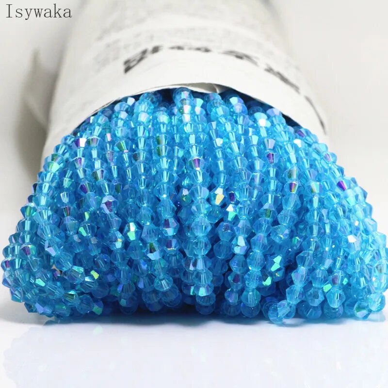 Стеклянные бусины Isywaka, lake blue half ab, 4 мм