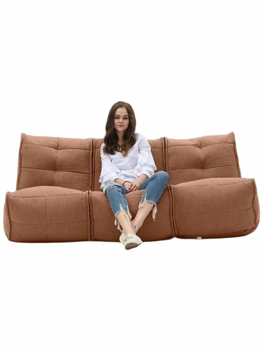 Бескаркасный модульный диван Mod3 Movie Couch - Terra Cocta (шенилл, терракотовый) - для небольших помещений: для дома, дачи, офиса (нераскладной)