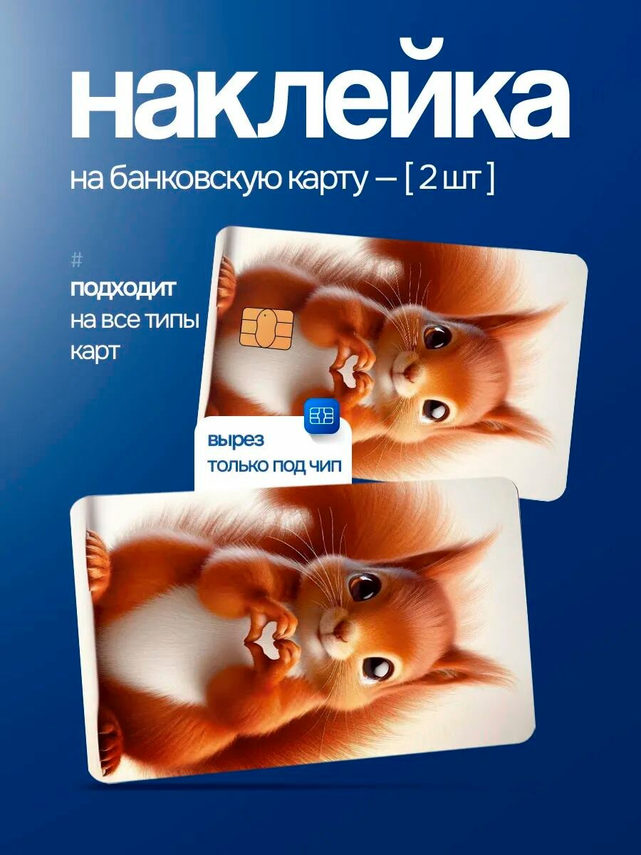Наклейка на банковскую карту белочка