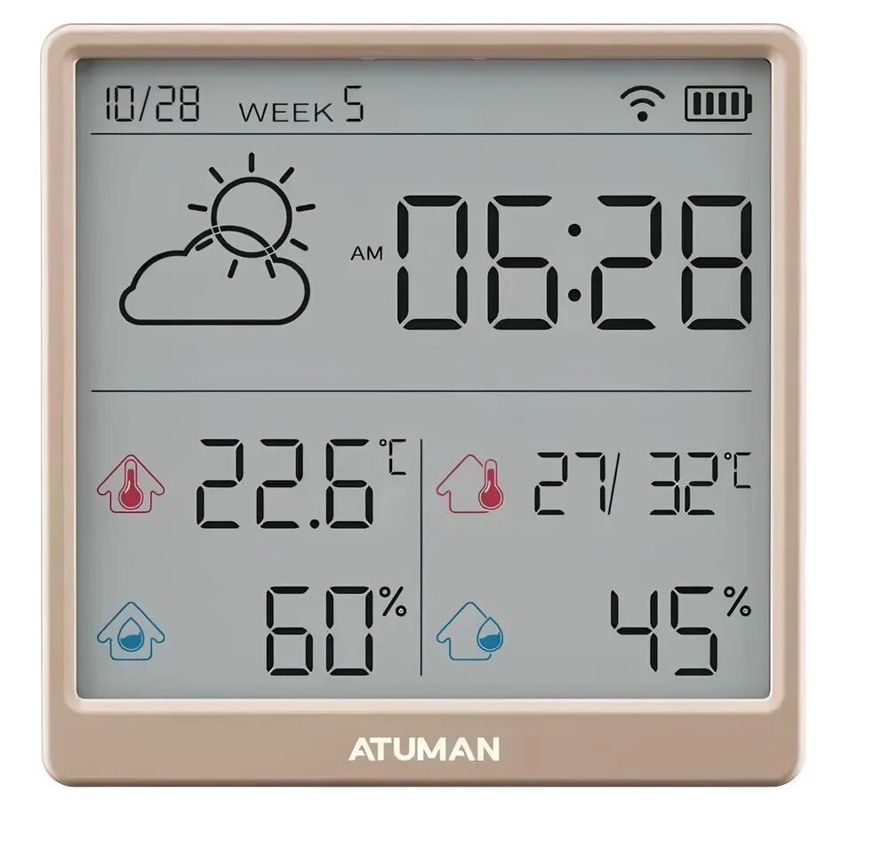 Датчик температуры, влажности ATuMan Duka TH3 Gold EU