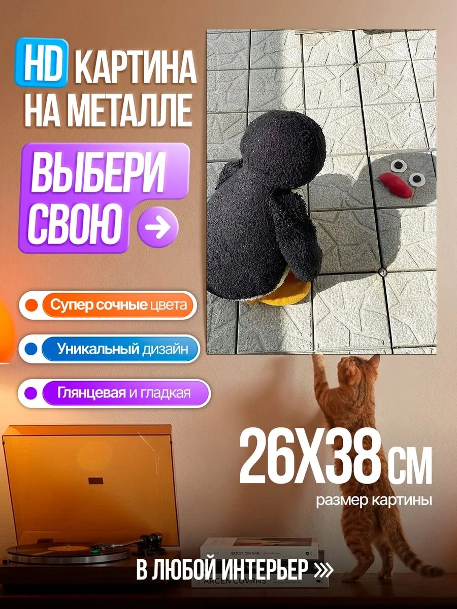 Картина на HD металле Пингвин и тень