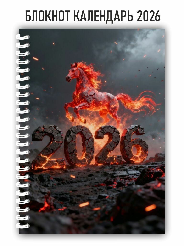 Блокнот с календарем символ 2026( год огненной лощади) А5