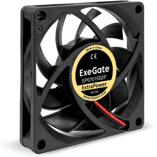 Вентилятор Exegate 12В DC EX07015S2P (70x70x15 мм, Sleeve bearing (подшипник скольжения), 2pin, 2500RPM, 23dBA)
