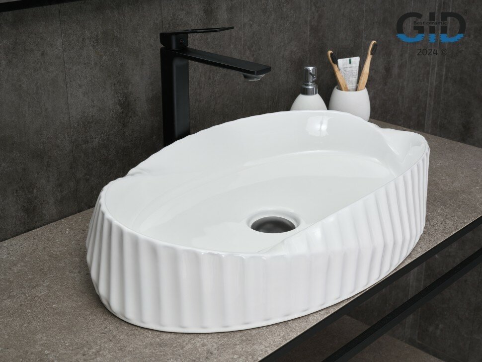 Раковина GID-ceramic Creativo 888S 51223, овальная, накладная, белая