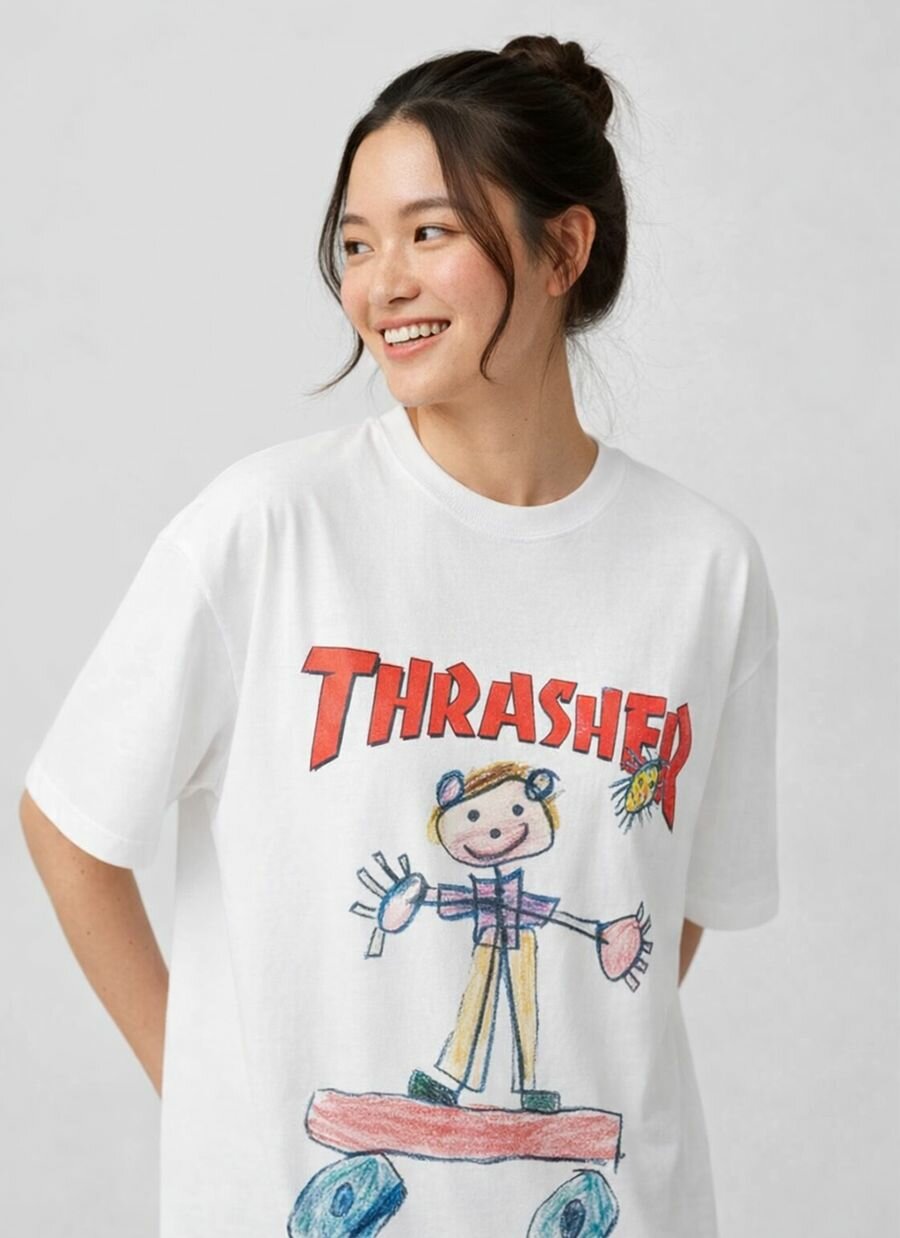 Футболка THRASHER, 1 шт., размер L, красный, белый — фото 1