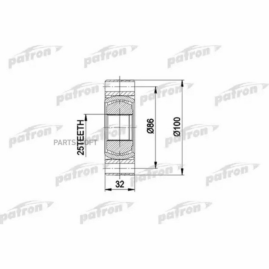 ШРУС внутр к-кт BMW: 3 E30 316/318/320/324TD/325, 5 E34 518/520/524TD/525/530 88-97 от официального дистрибьютора, PATRON, артикул PCV2273