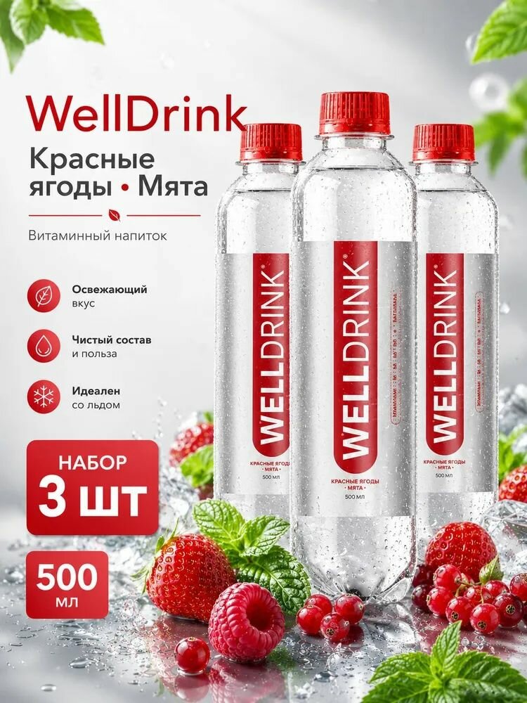 Напиток WellDrink Красные ягоды-мята 3