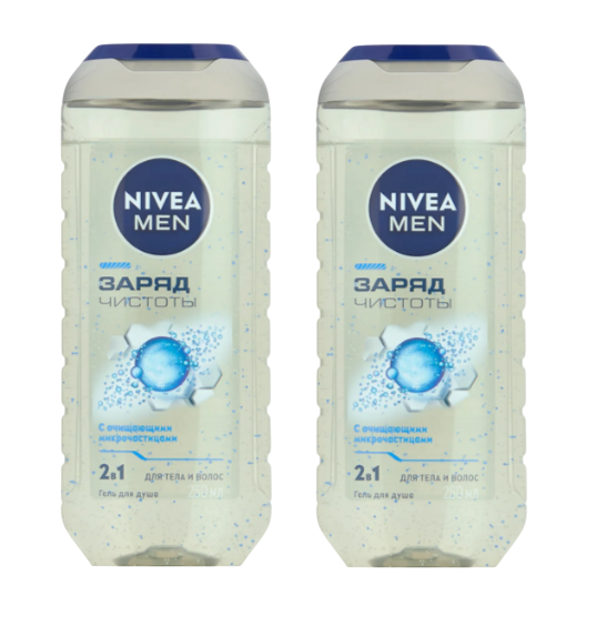 Nivea Гель для душа MEN Заряд чистоты, 250 мл, 2 шт