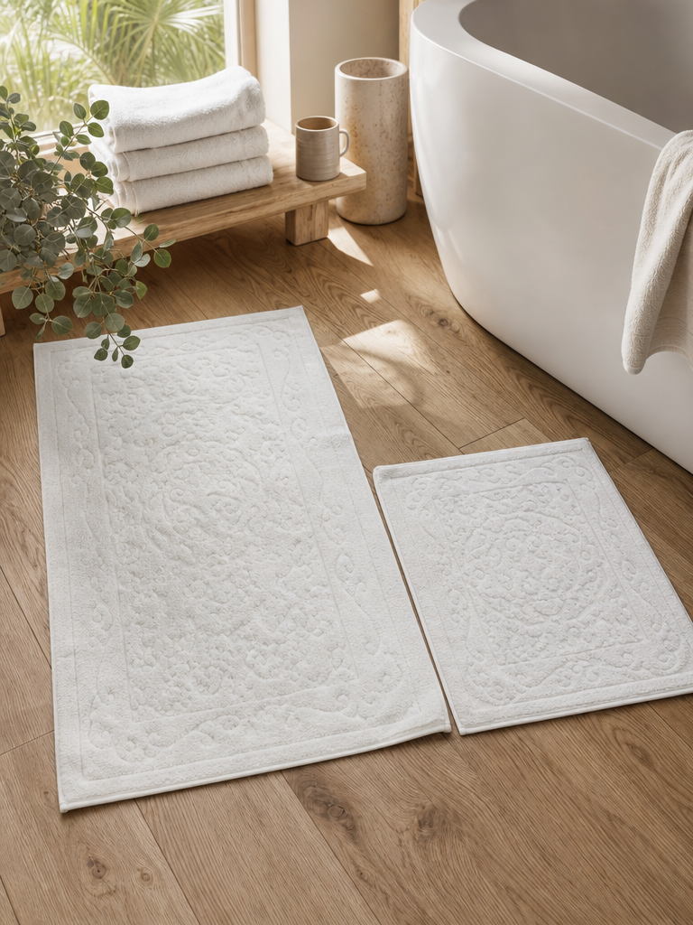 Коврики для ванной и туалета, набор Natali's Carpets, полиэстер 30%, хлопок 70%, влаговпитывающие