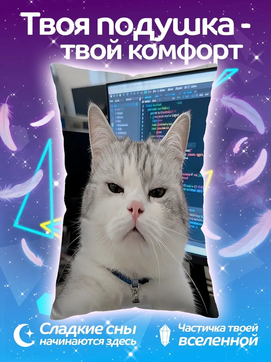 Подушка дакимакура кот программист