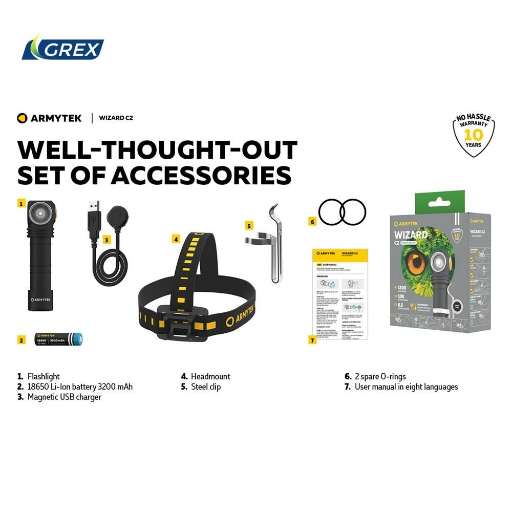 Фонарь Armytek Wizard C2 Magnet USB Белый — фото 1