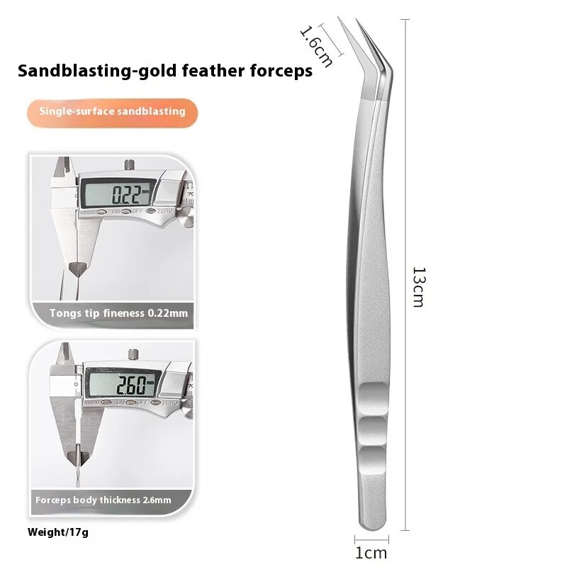Пинцет для ресниц Sandblasting-gold feather, 13cm