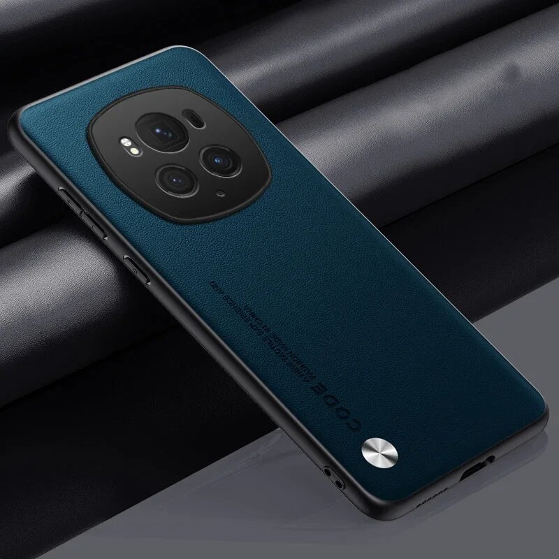 Для Honor Magic 6 Pro, обычный кожаный чехол из ТПУ, однотонный Синий, Qing, Honor Magic 6 Pro