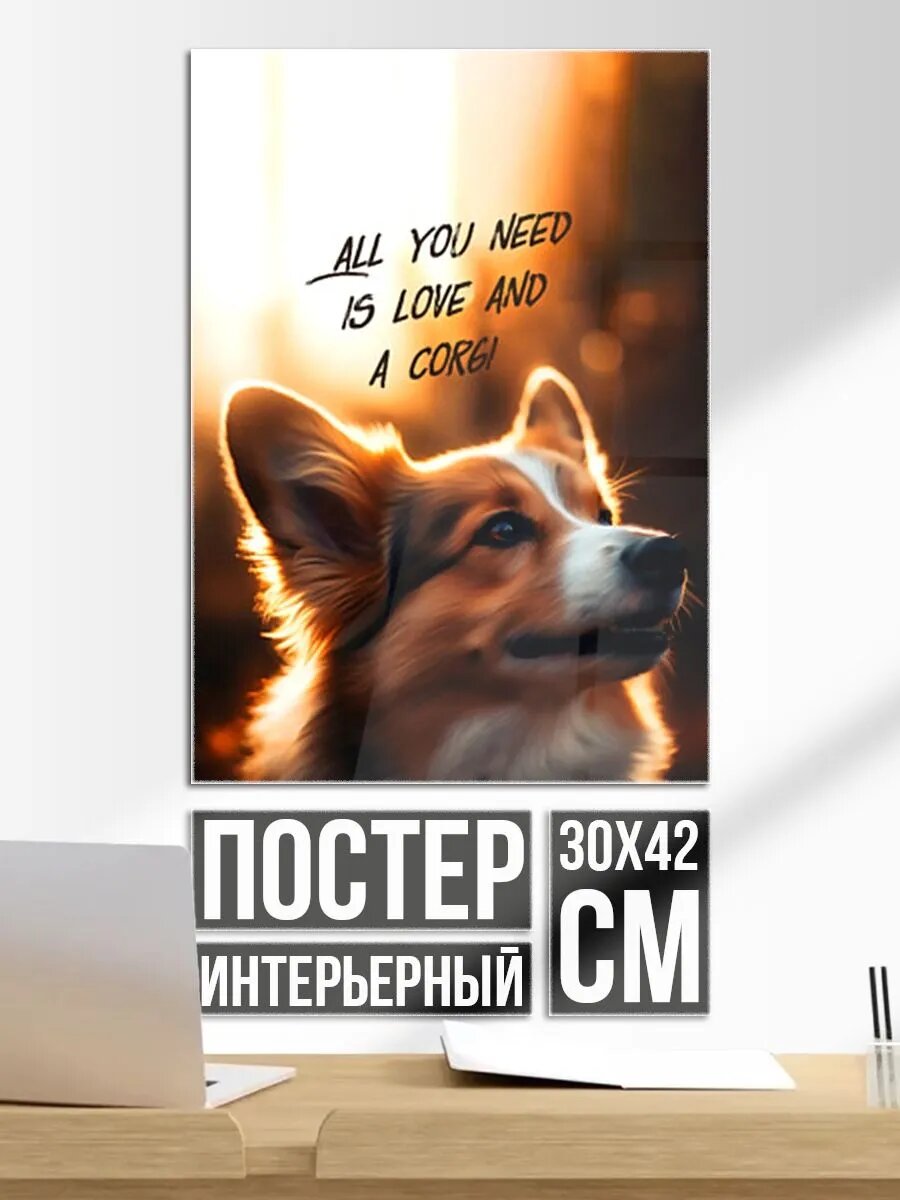 Постер на стену Любовь и корги
