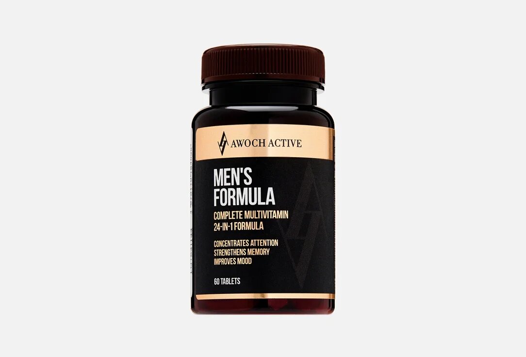 Awoch Active Men's formula Витамин A, B1, B12, D3, Селен, L-карнитин в капсулах БАД для мужского здоровья 60 шт