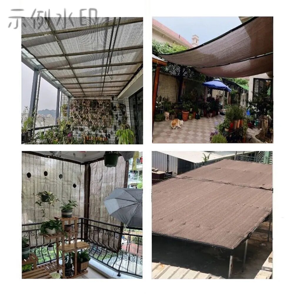Тент 5*2м, сетка для ограждения балкона, террасы, крыльца, темно-коричневый, полиэтилен, 100 г/м2 — фото 1