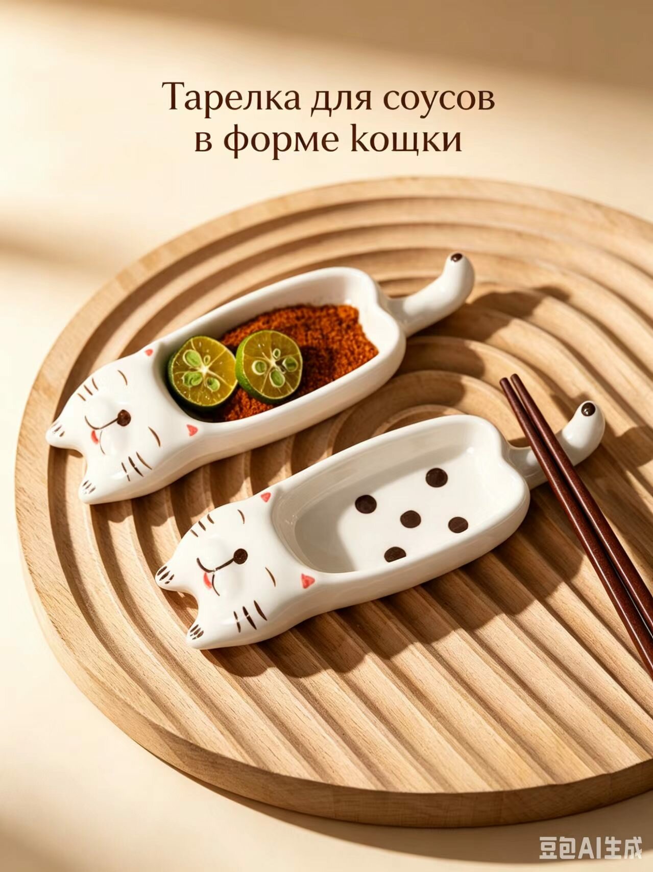 Блюдо для приправ в японском стиле, керамическое,14*4.5*2.2 см, две упаковки