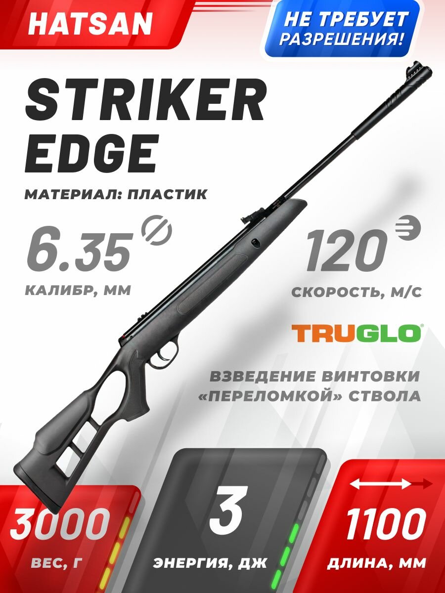 Пневматическая винтовка Hatsan Striker Edge (переломка, пластик) кал.6,35 мм, 3 Дж.