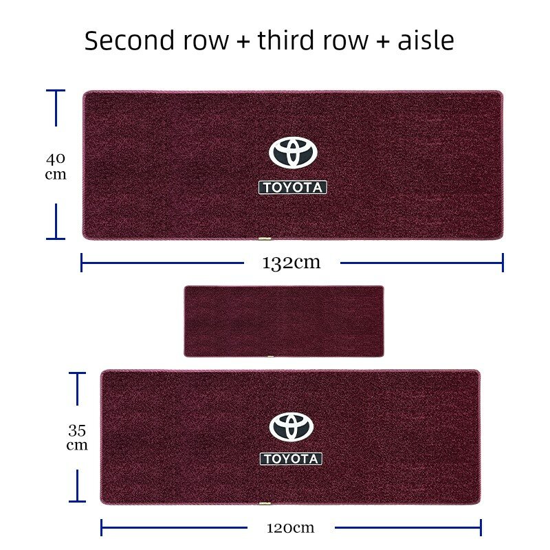 Коврики для автомобиля Toyota Sienna 7-местный для второго, третьего и проходного рядов, вишневый нескользящее премиум