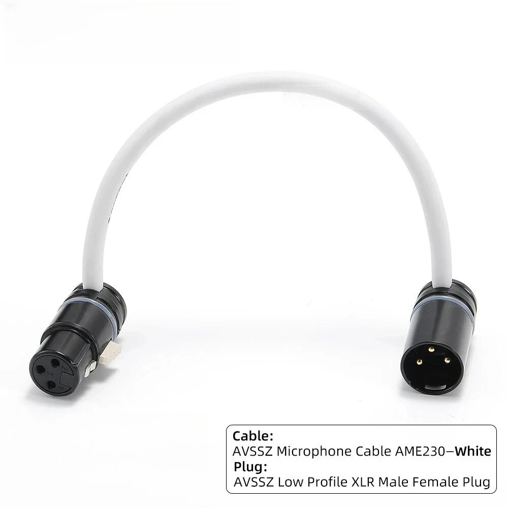 Yinfonic XLR кабель 3-контактный низкопрофильный прямой 0.5m, White ShortXLRCable