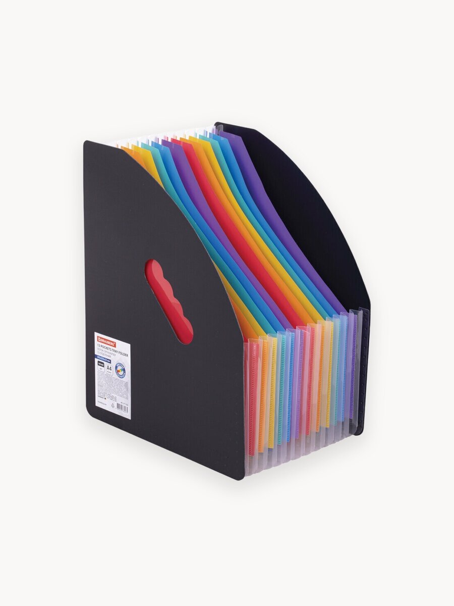 Лоток-органайзер для рисунков, чертежей, листов, бумаг, документов 13 отделений, Brauberg Docs, А4 черный, 271153