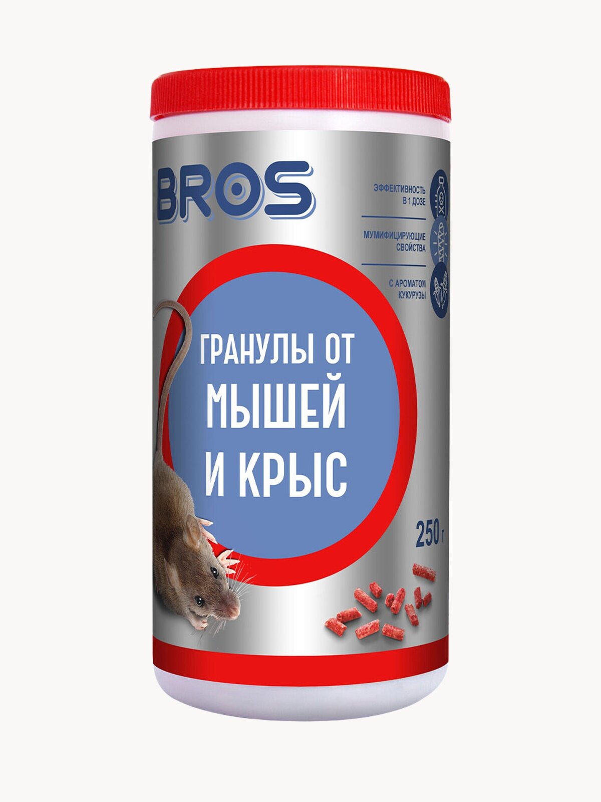 Средство Bros для борьбы с крысами и мышами, гранулы, в банке, с дозатором