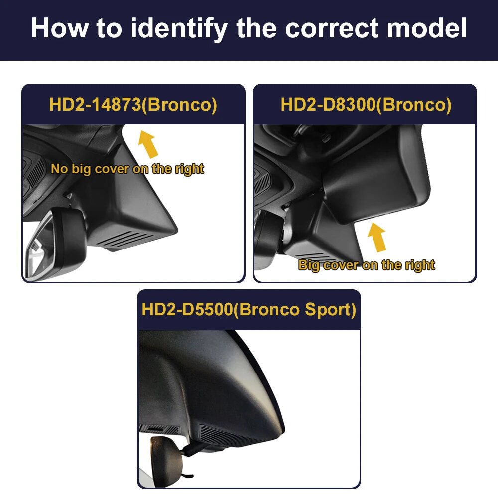 Видеорегистратор для Ford Bronco и Bronco Raptor 2021–2026/Ford Bronco HD2-14873, 4K Dual Cam 128GB