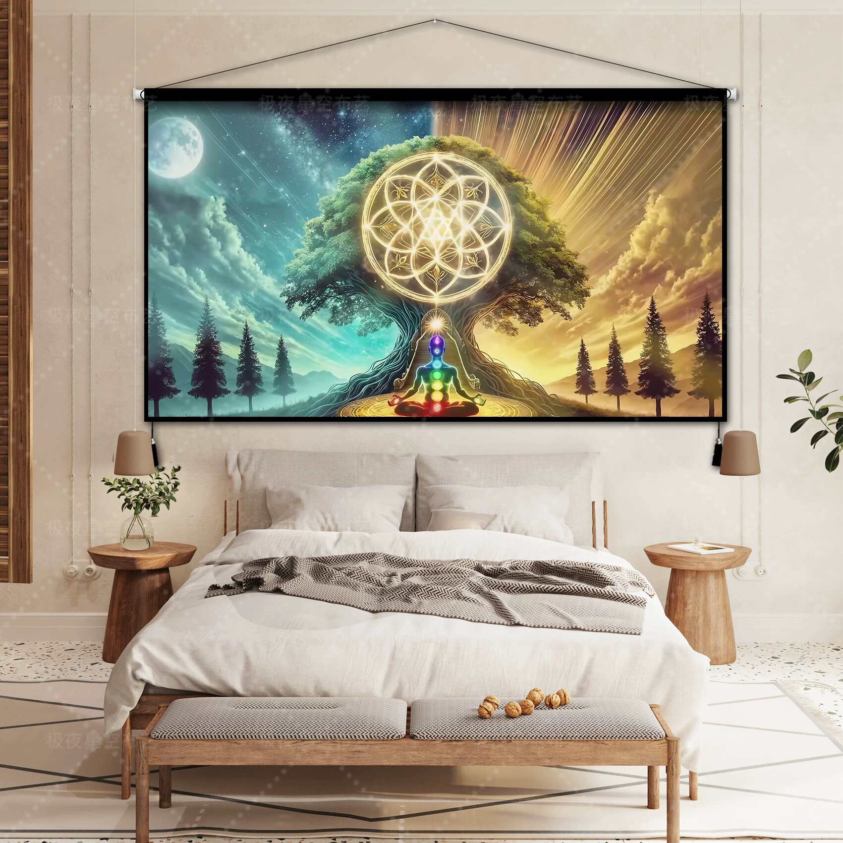 Холст для медитации из хлопка и льна, 80x45 см, декор для йога-студии, толстая ткань с аксессуарами