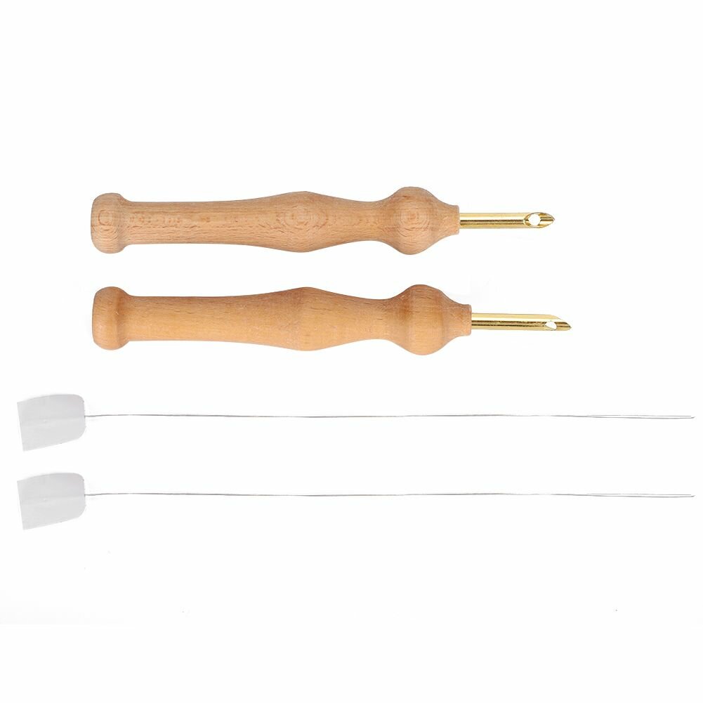 Портативная игла для вязания, ручка для вышивания, деревянная ручка с нитевдевателем для шитья, валяния, DIY Craft