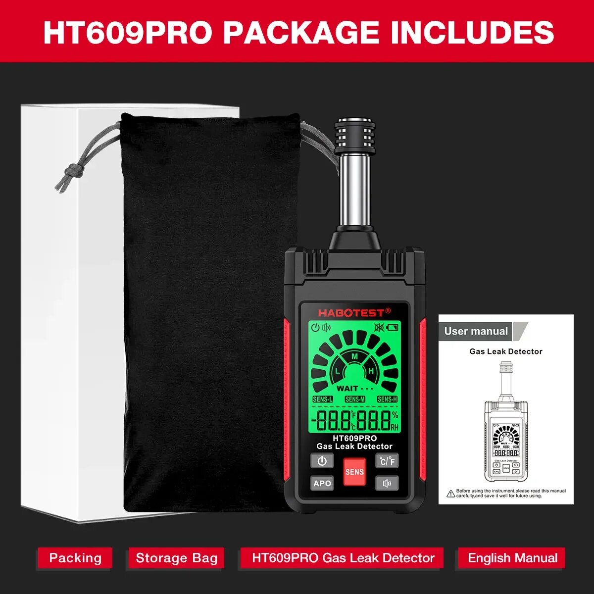 HABOTEST HT609 Pro Детектор природного газа