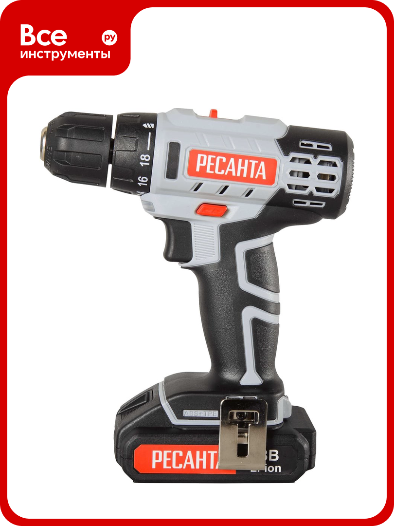 Аккумуляторная дрель-шуруповерт Ресанта ДА-50Л2-18А 75/14/9